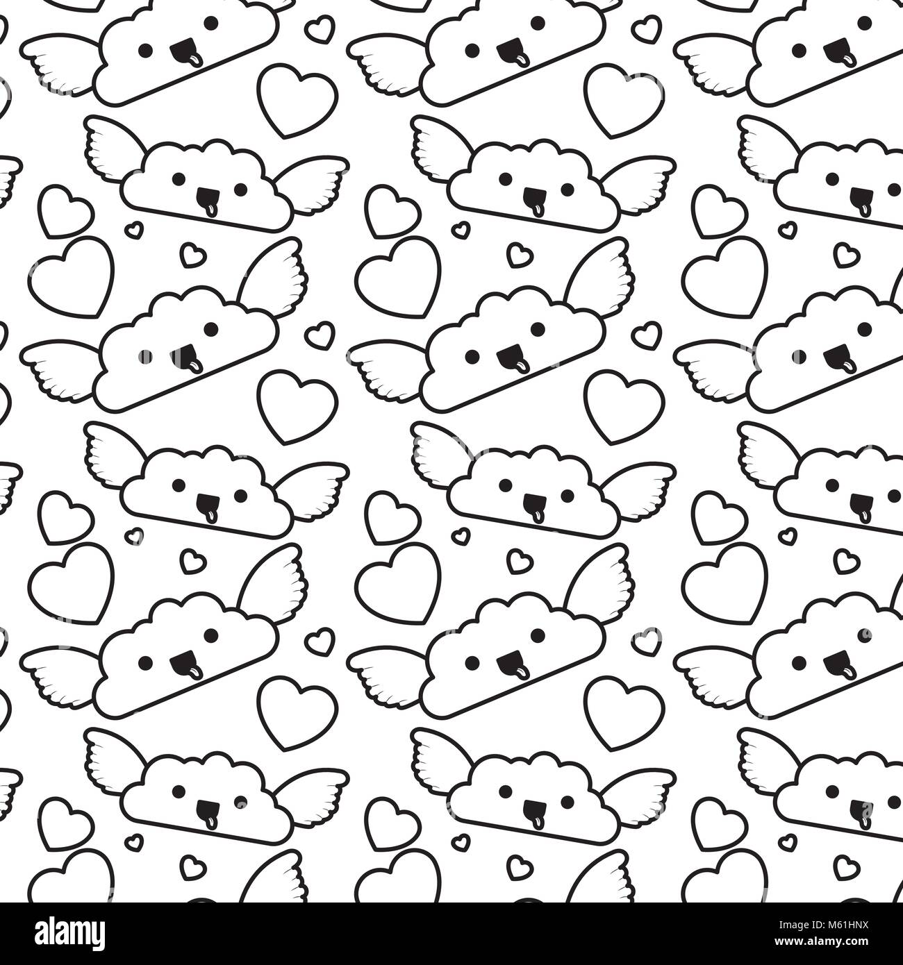 Cloud mignon avec des ailes modèle de caractères kawaii Image ...