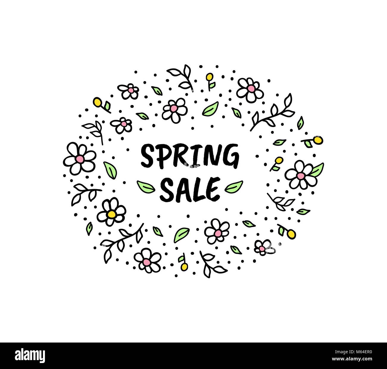 Bonjour printemps Vector cartoon illustration croquis Image Vectorielle ...