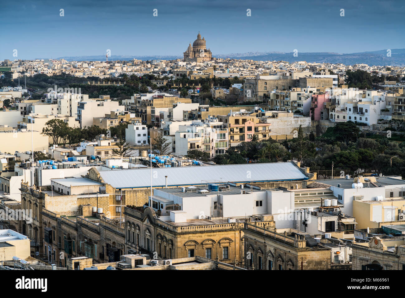 Vue aérienne de la ville de Victoria, l'île de Gozo, Malte, l'Europe ...