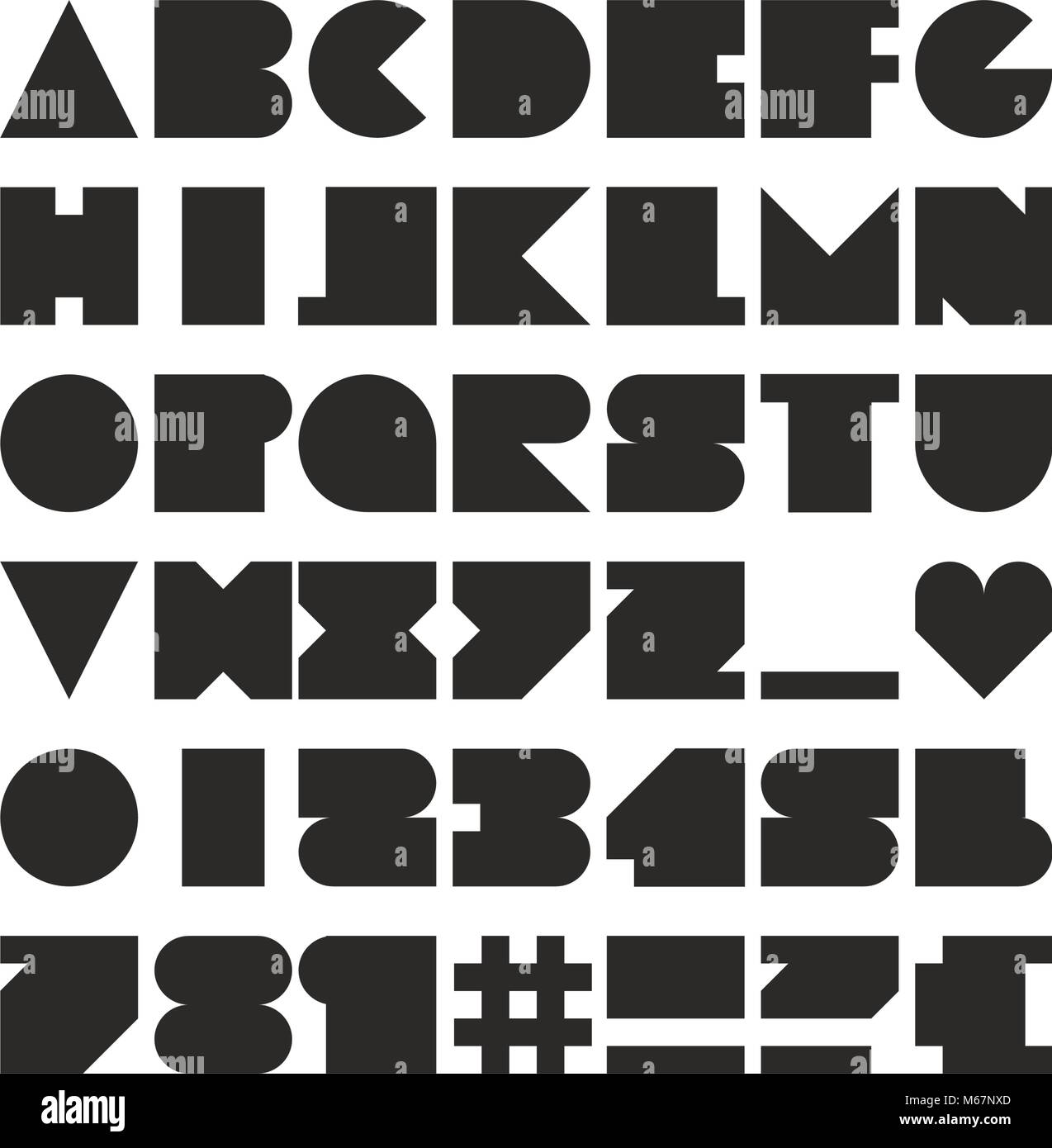 Bloc Gros Alphabet, chiffres et symboles Image Vectorielle Stock - Alamy