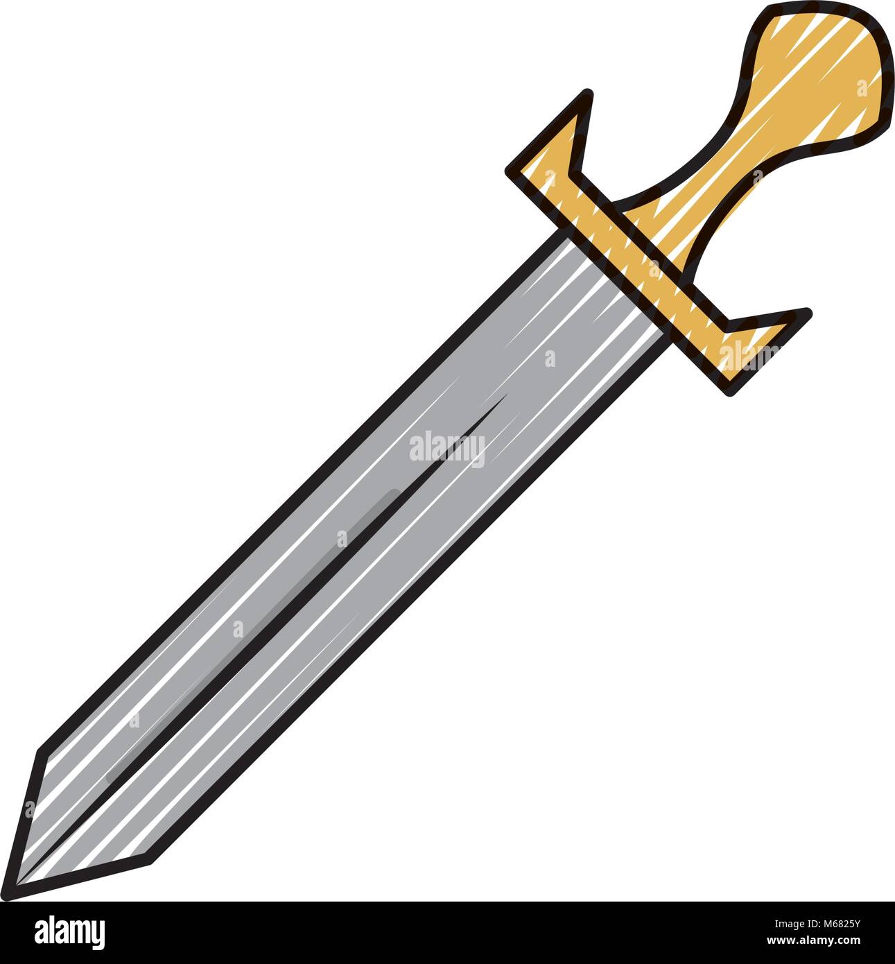 Poignée de combat arme épée vintage design dessin illustration ...