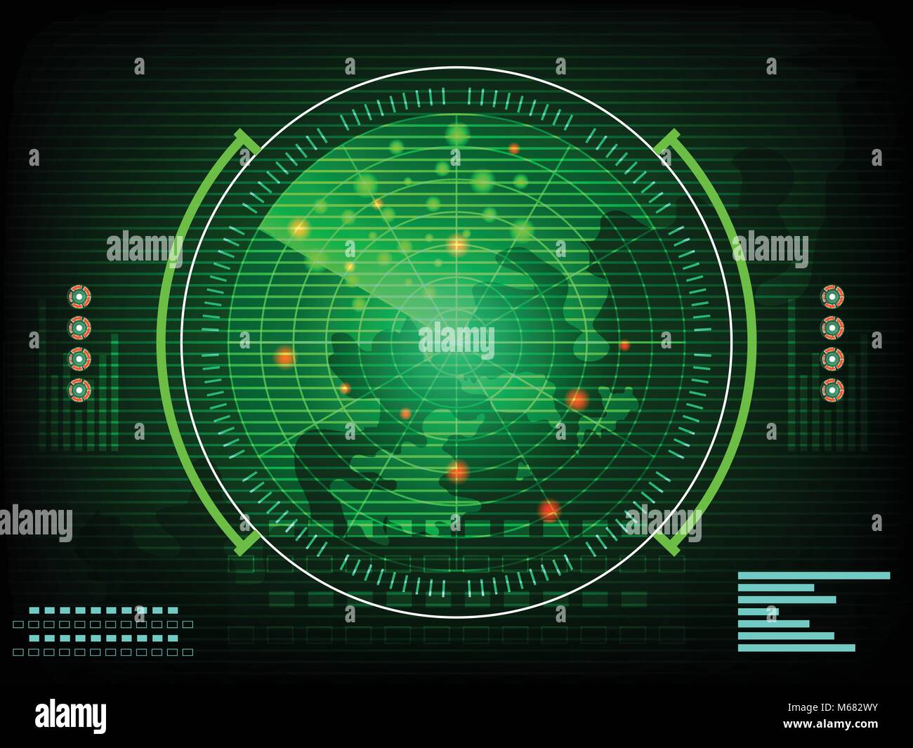 Écran radar digital interface avec carte du monde futur concept dans la ...
