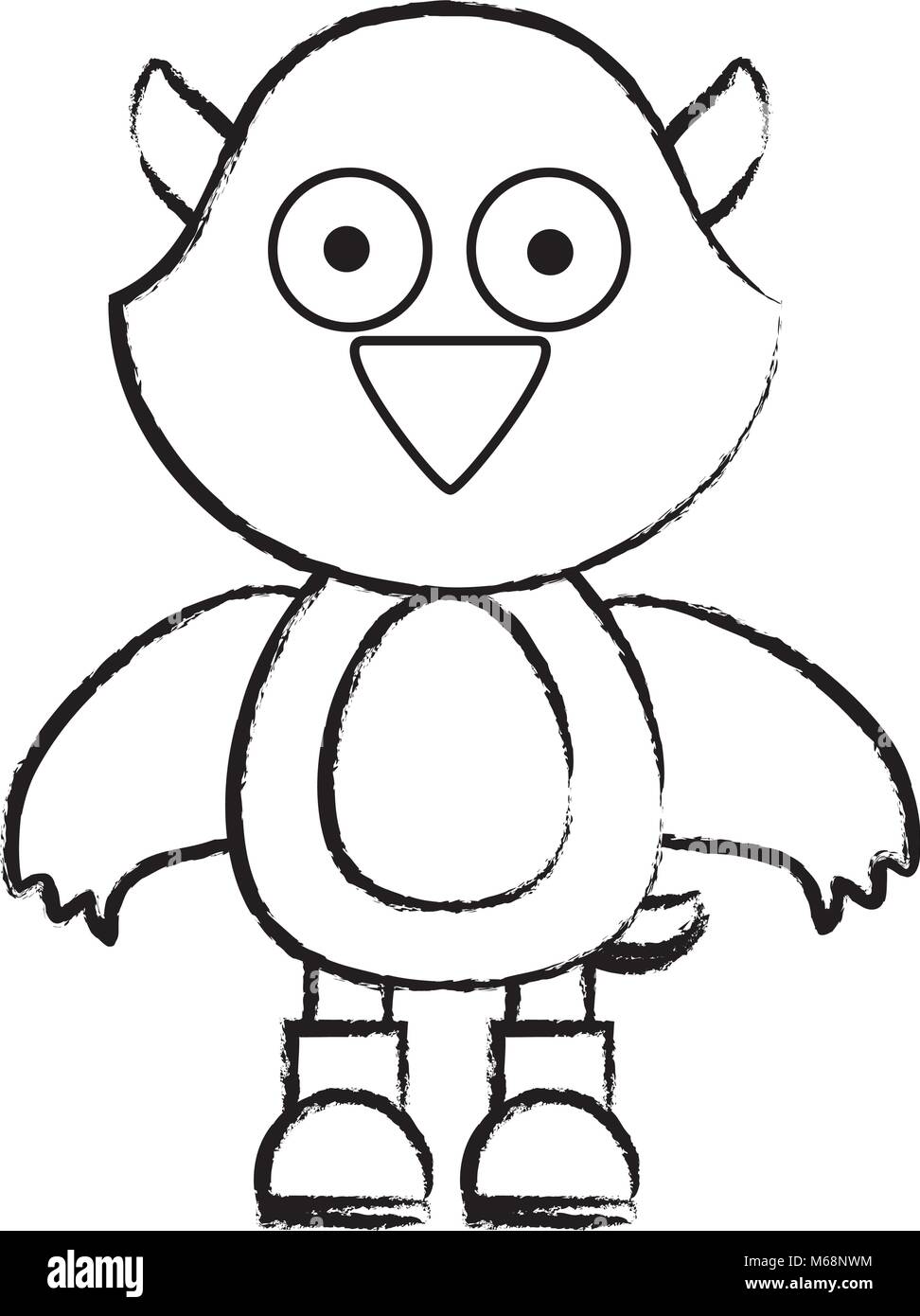 Croquis de l'oiseau de dessin animé, gesticulant, porter des bottes sur ...