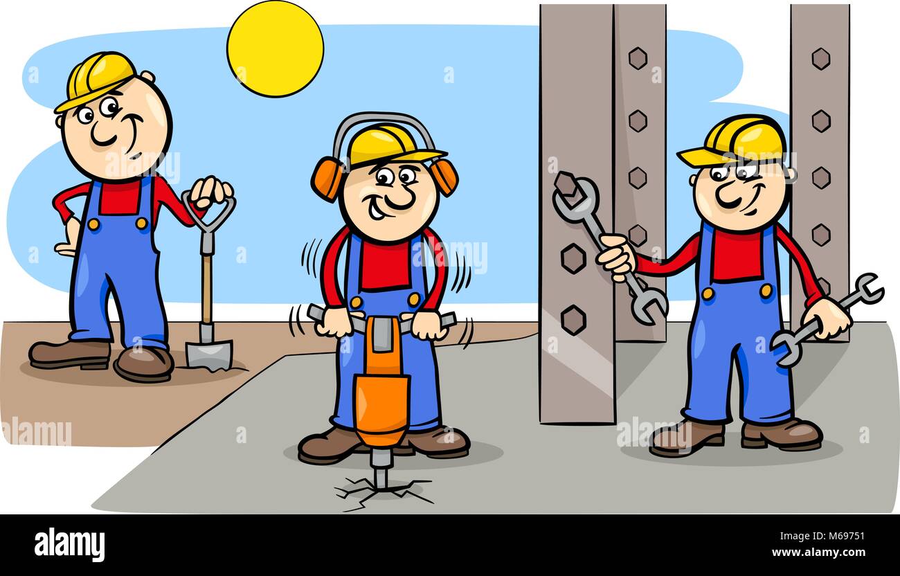Cartoon Illustration de travailleurs manuels ou au travail du groupe de ...