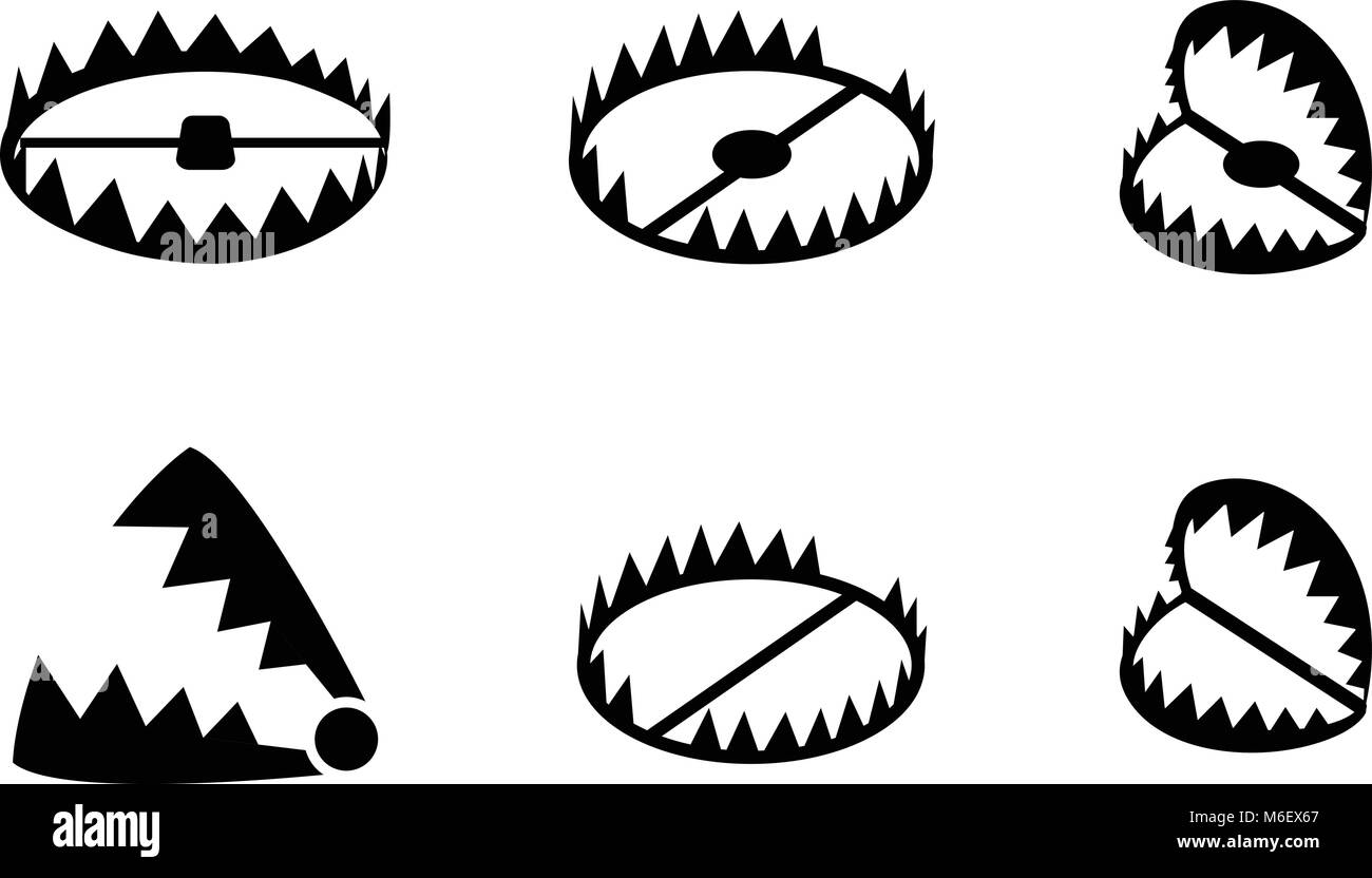 Ensemble d'icônes de piège à ours et le symbole dans le vector art ...