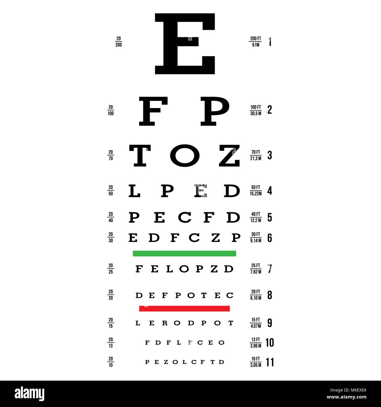 Eye chart letters Banque d'images vectorielles - Alamy
