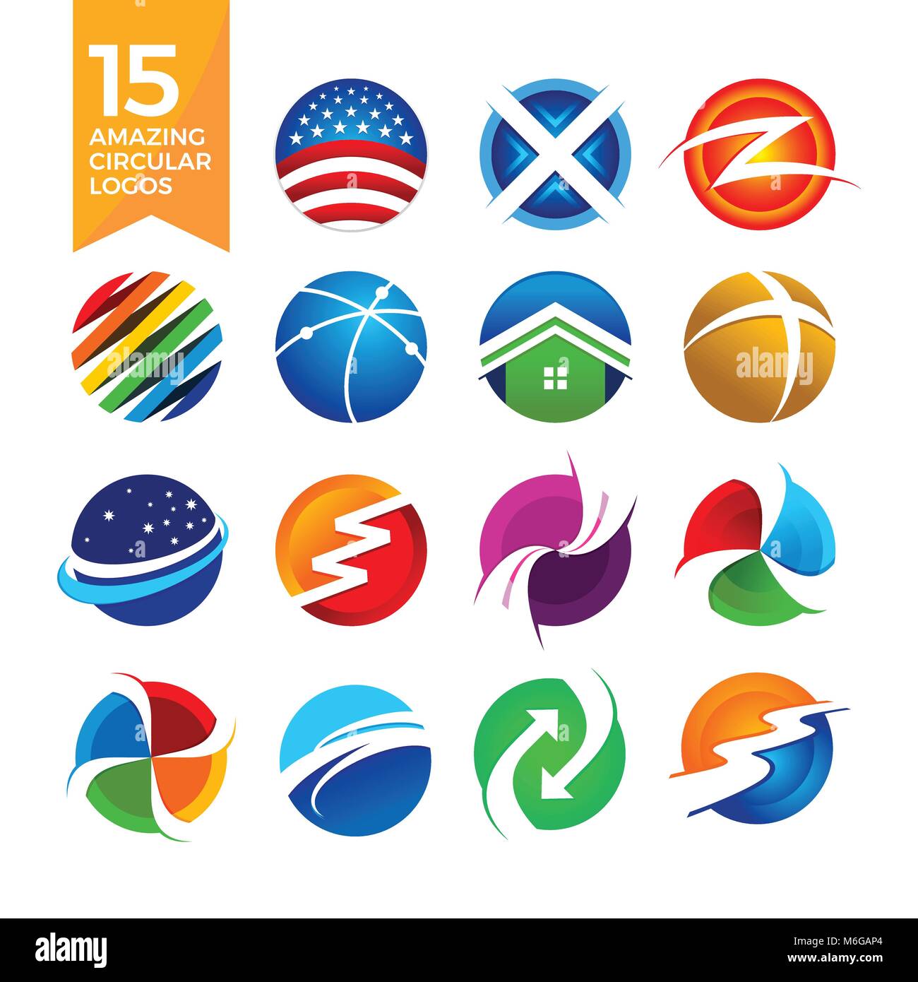 15 Forme Circulaire incroyable symbole Logos Vector Graphic Design ...