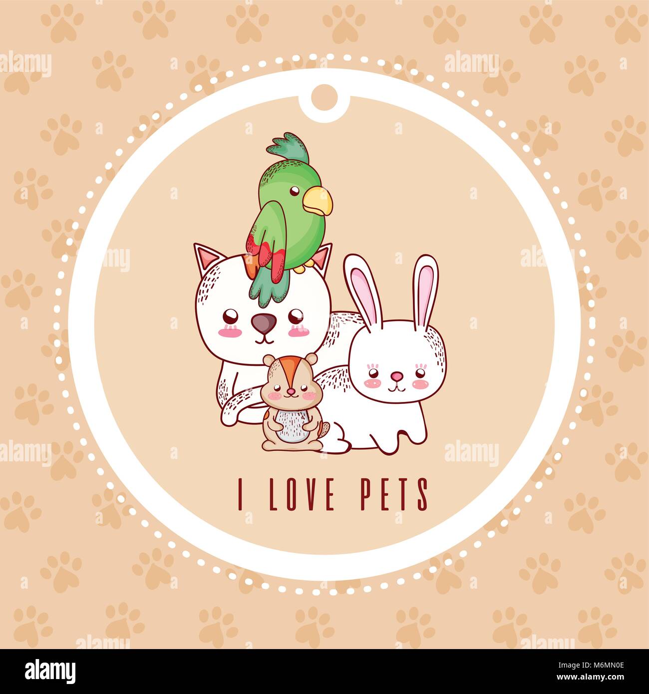 J'aime les animaux animaux domestiques avec carte cartoon vector ...