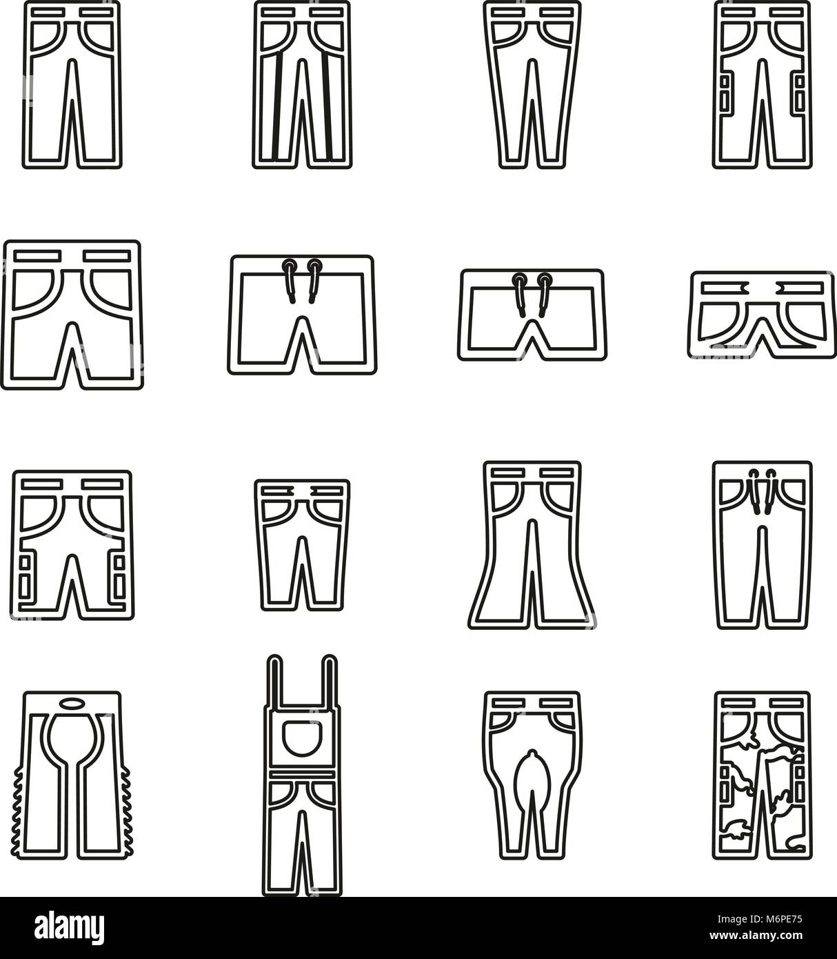 Pantalon long et court-icônes fine ligne Vector Illustration Set Image ...