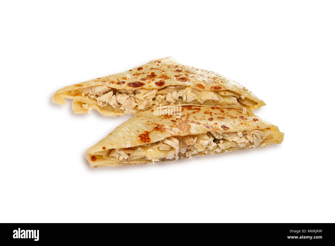 Mise en page de menu. Crêpe farcie de filet de poulet Photo Stock - Alamy