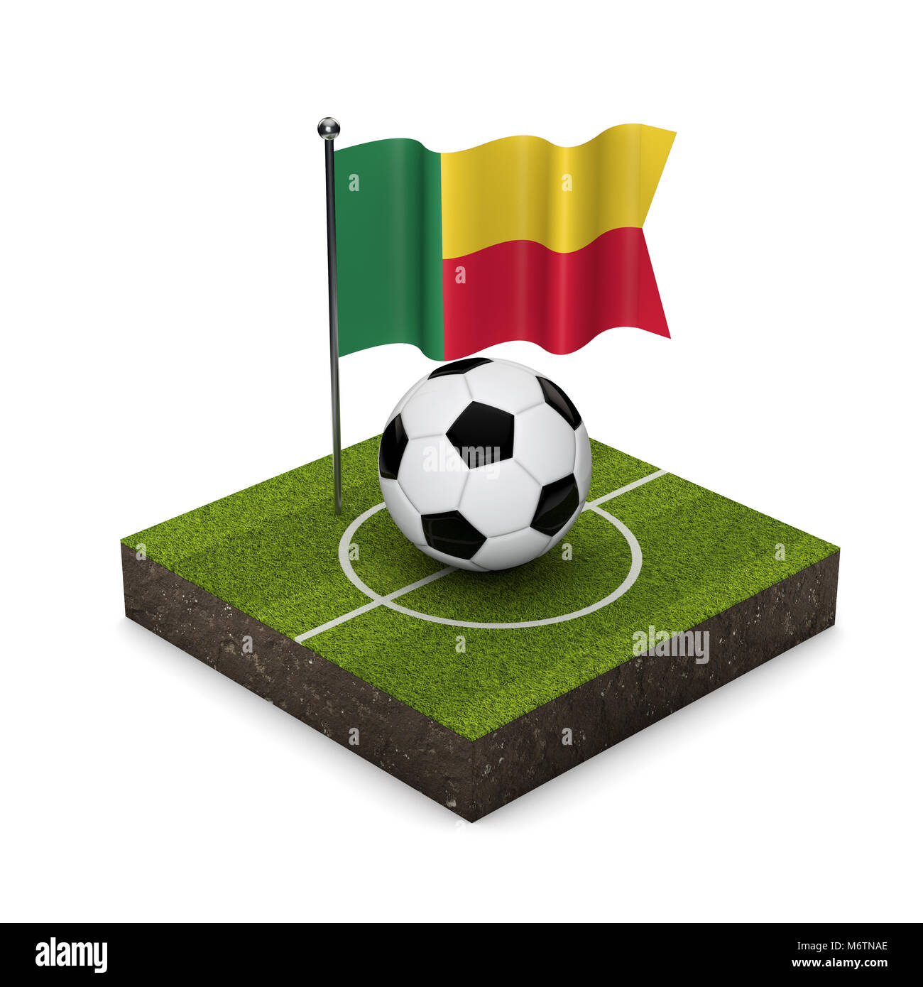 Bénin concept flag-football. Drapeau, ballon de soccer et l'icône ...