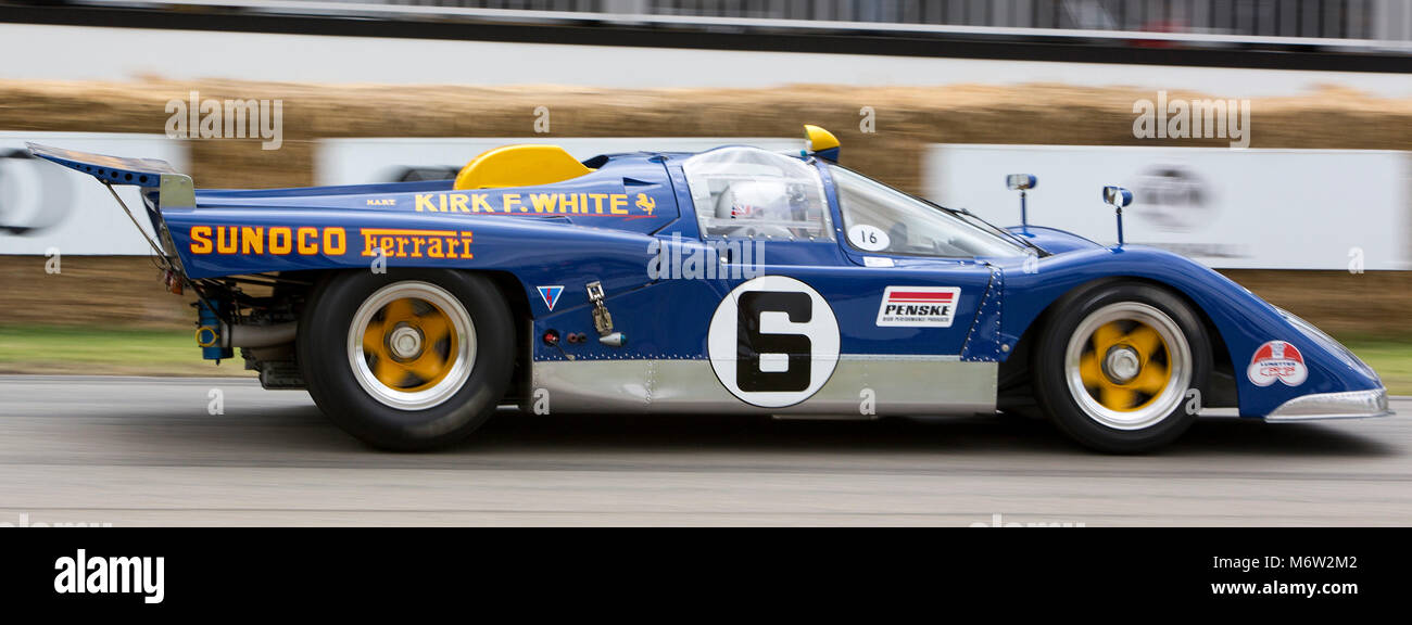 Blue Sunoco Ferrari 512M de Roger Penske au Goodwood Festival of Speed ...
