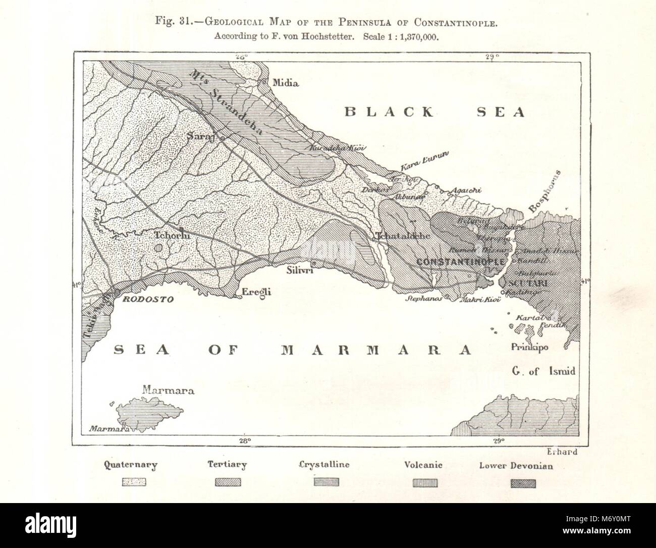 La géologie de la péninsule de Constantinople (Istanbul). Hochstetter ...