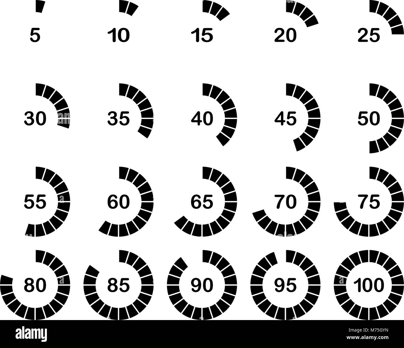 Le chargement ou le pourcentage Icons Set Image Vectorielle Stock - Alamy