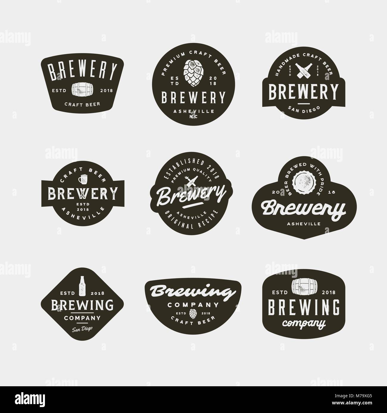 Ensemble de logos brasserie vintage. vector illustration Image ...