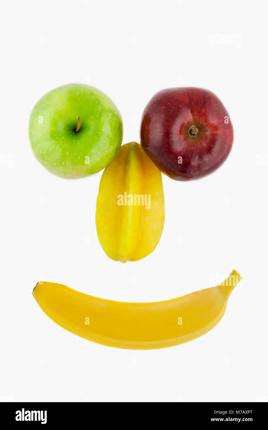 Smiley face made up with fruits Banque de photographies et d’images à ...