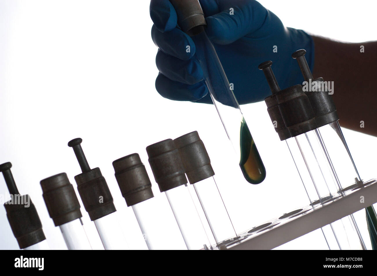 Close-up d'un tube à essai dans la main d'une personne Photo Stock - Alamy