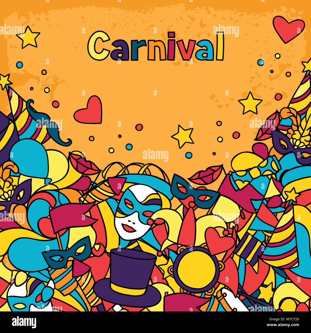 Fond de carnaval avec doodle les icônes et les symboles Image ...