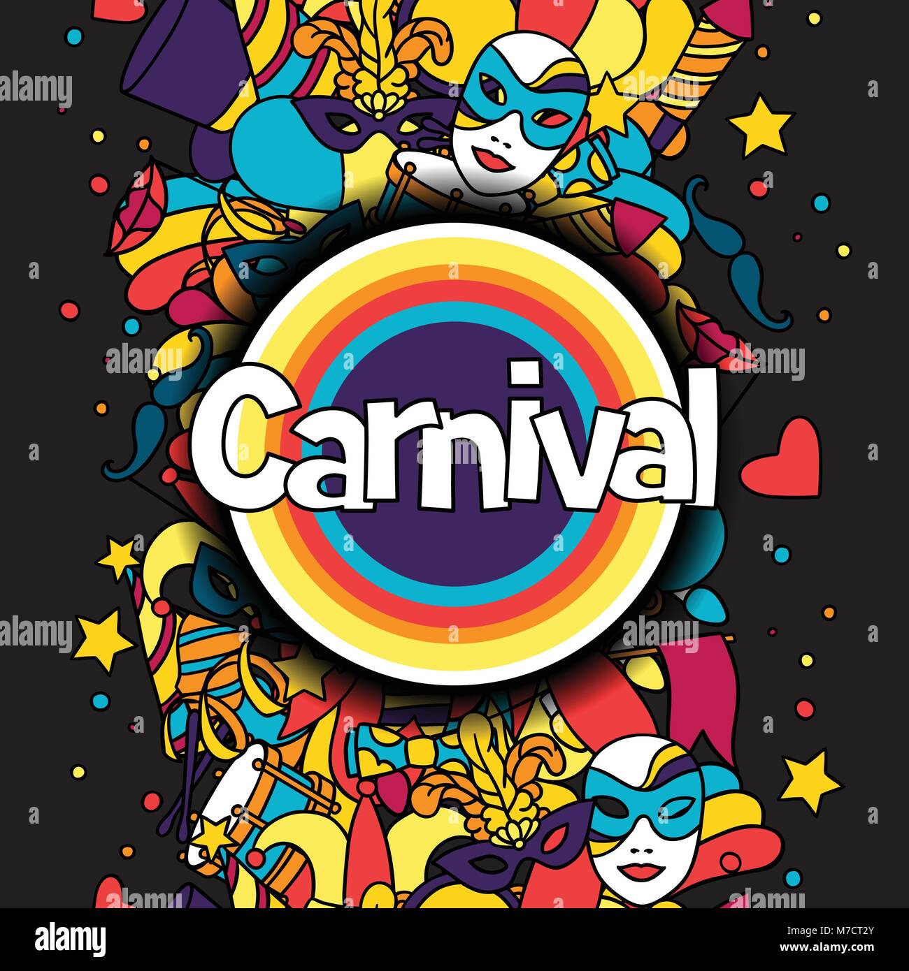 Fond de carnaval avec doodle les icônes et les symboles Image ...
