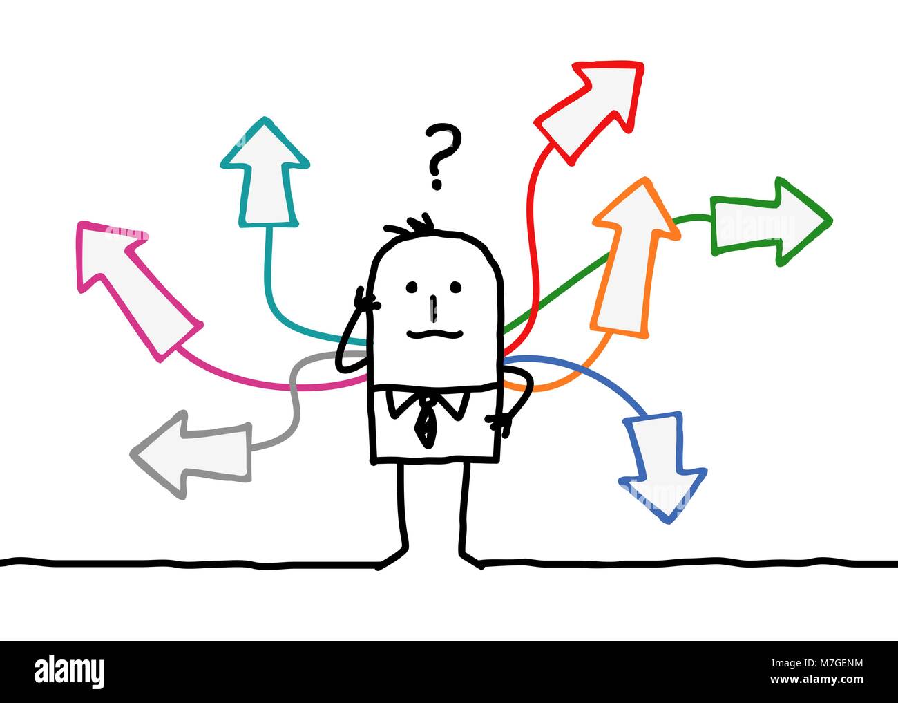 L'homme dessin animé avec des directions multiples Image Vectorielle ...