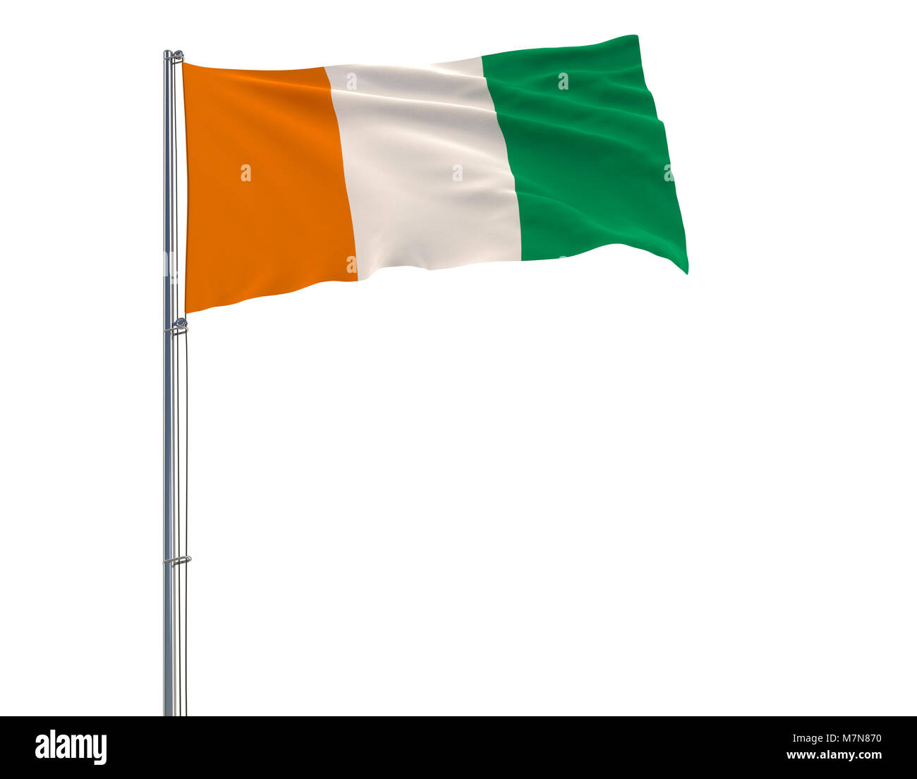 Drapeau de Côte d'Ivoire le drapeau qui flotte au vent sur fond blanc ...