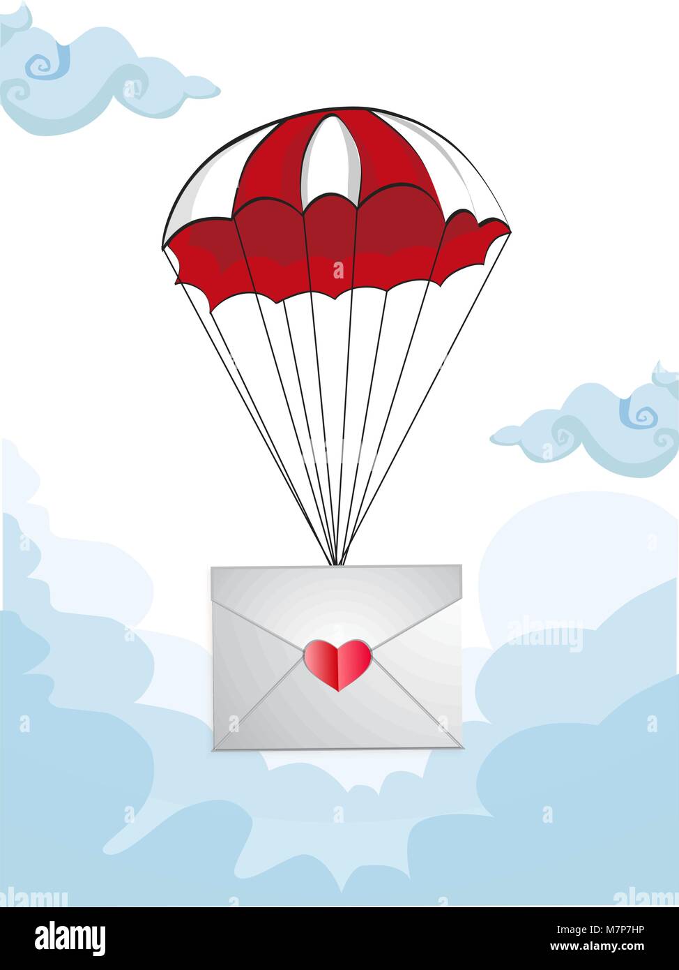 Vector Illustration Denveloppe Avec Timbre Coeur Battant Avec