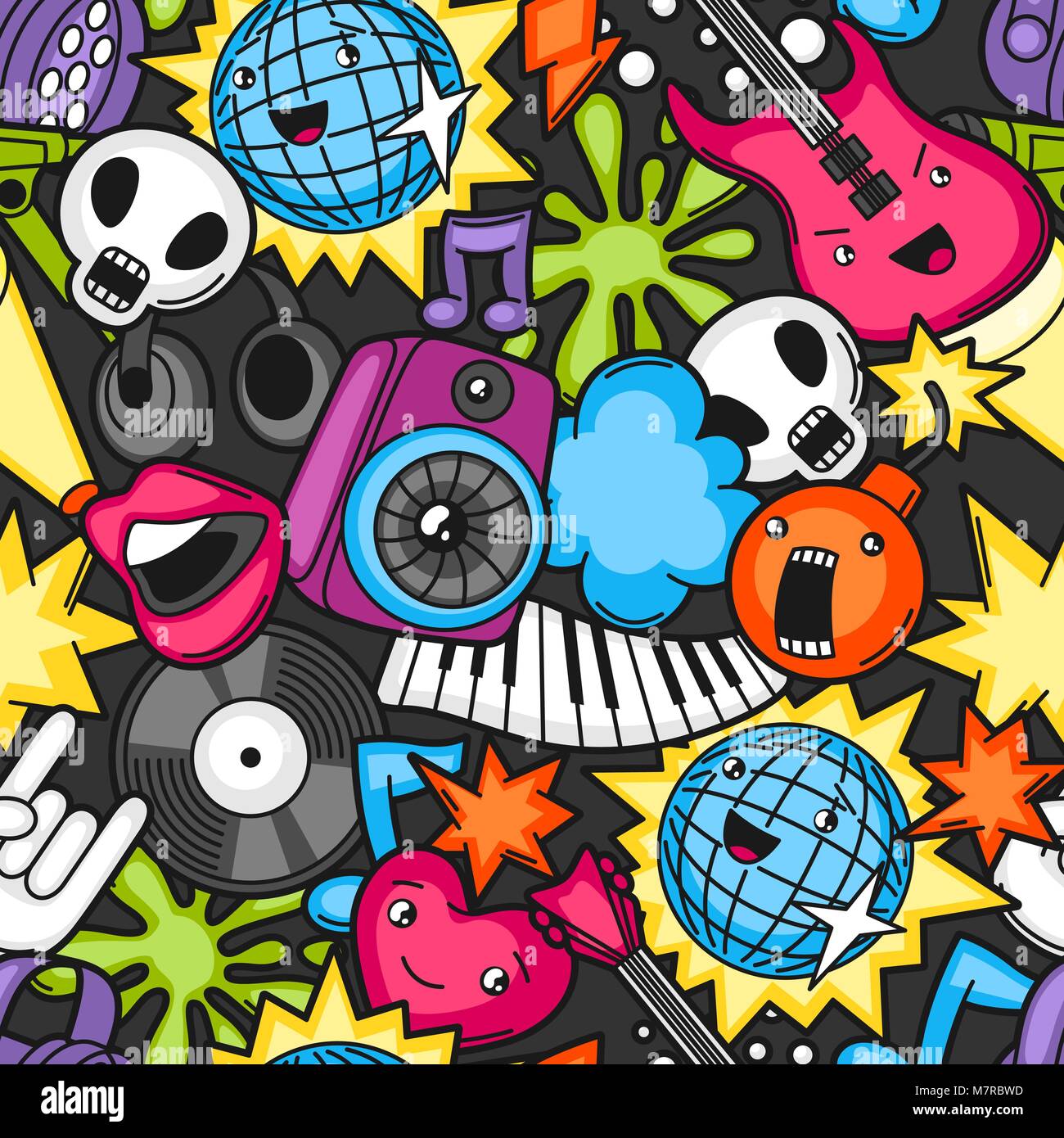 Music party kawaii. transparente Instruments de musique, symboles et ...