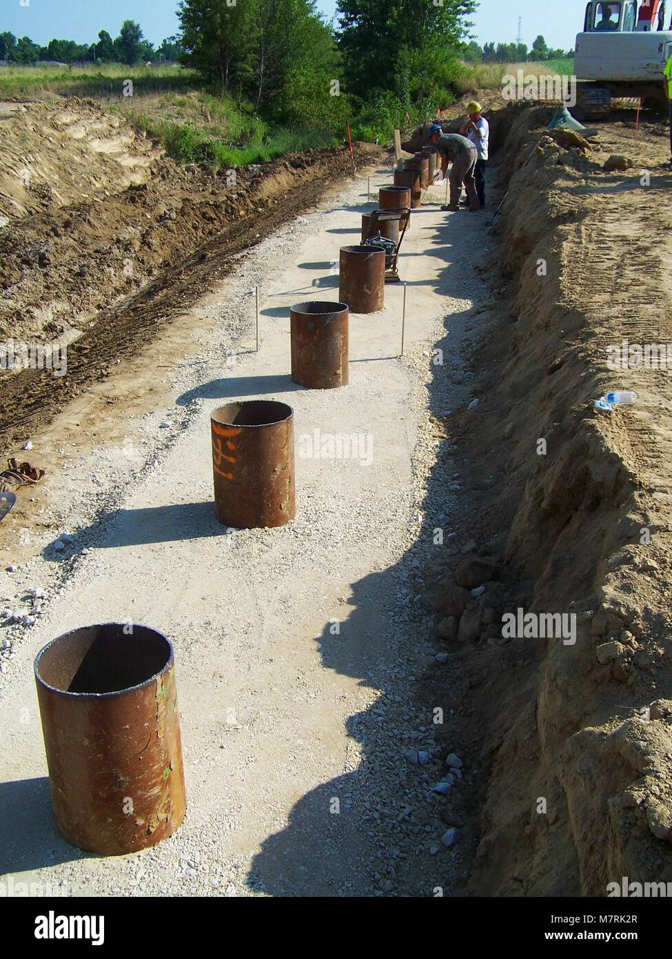 Fondation pour combler les éléments préfabriqués en fin de tube d'acier ...