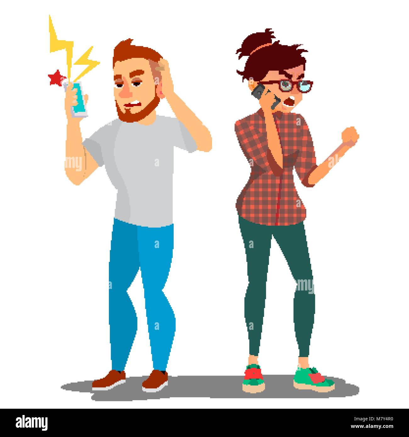 Querelle de couple vecteur. Conflit en famille ou au bureau. L'homme et ...