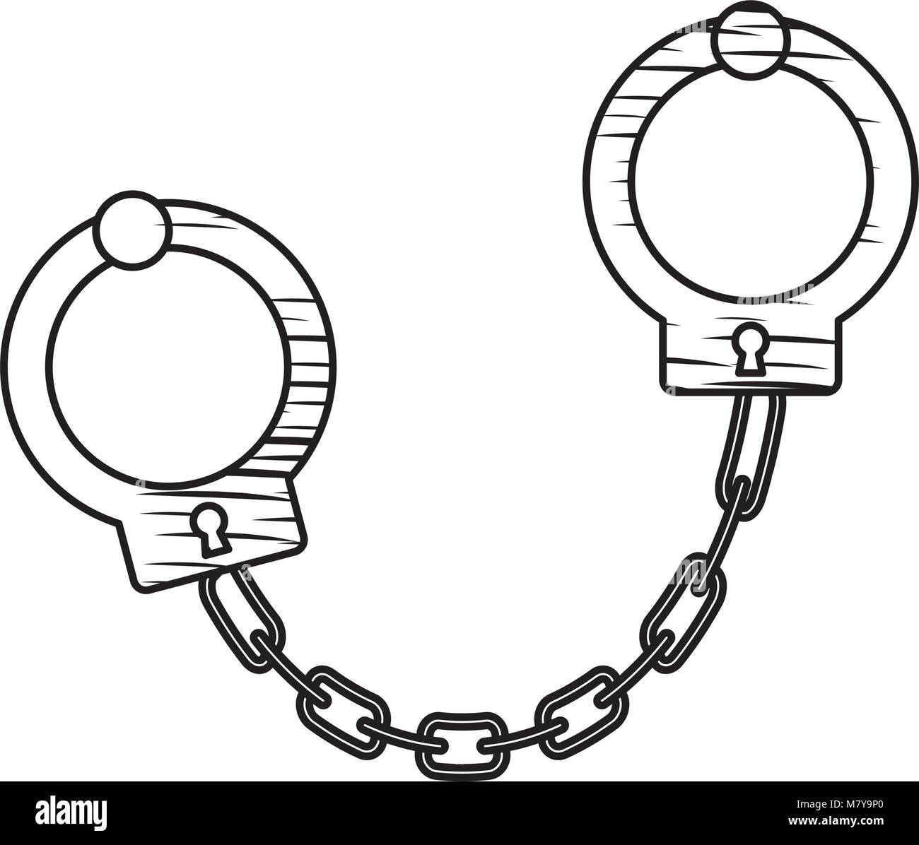 Croquis de menottes icône sur fond blanc, vector illustration Image ...