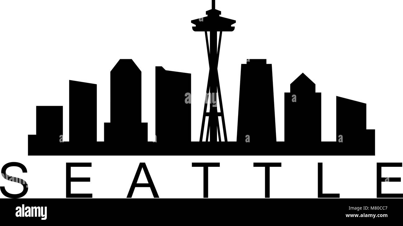 Seattle skyline silhouette Banque d'images noir et blanc - Alamy