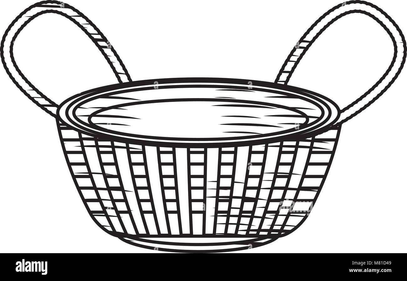 Croquis de l'icône corbeille à fruits vide sur fond blanc, vector ...