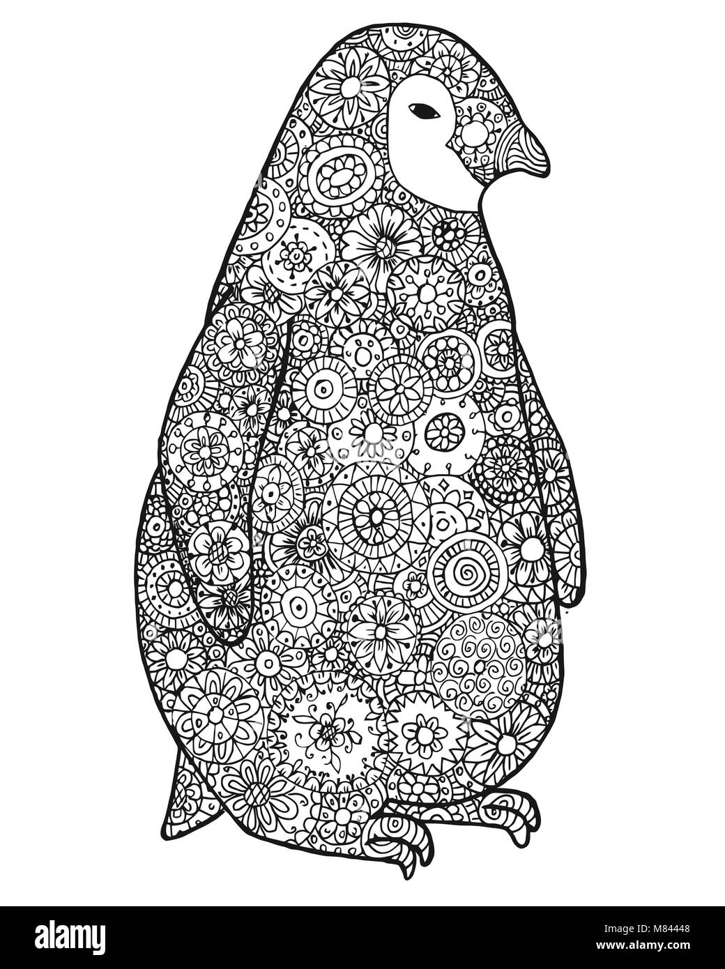 Motif de la filandre et pingouin. Des animaux de la faune. Coloriages ...