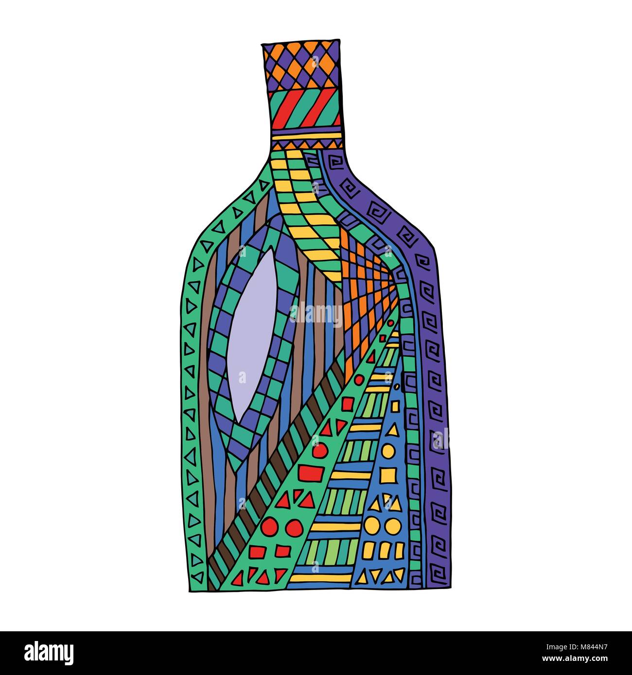 Illustration vecteur de bouteille. Le noir et blanc à colorier. Motif ...