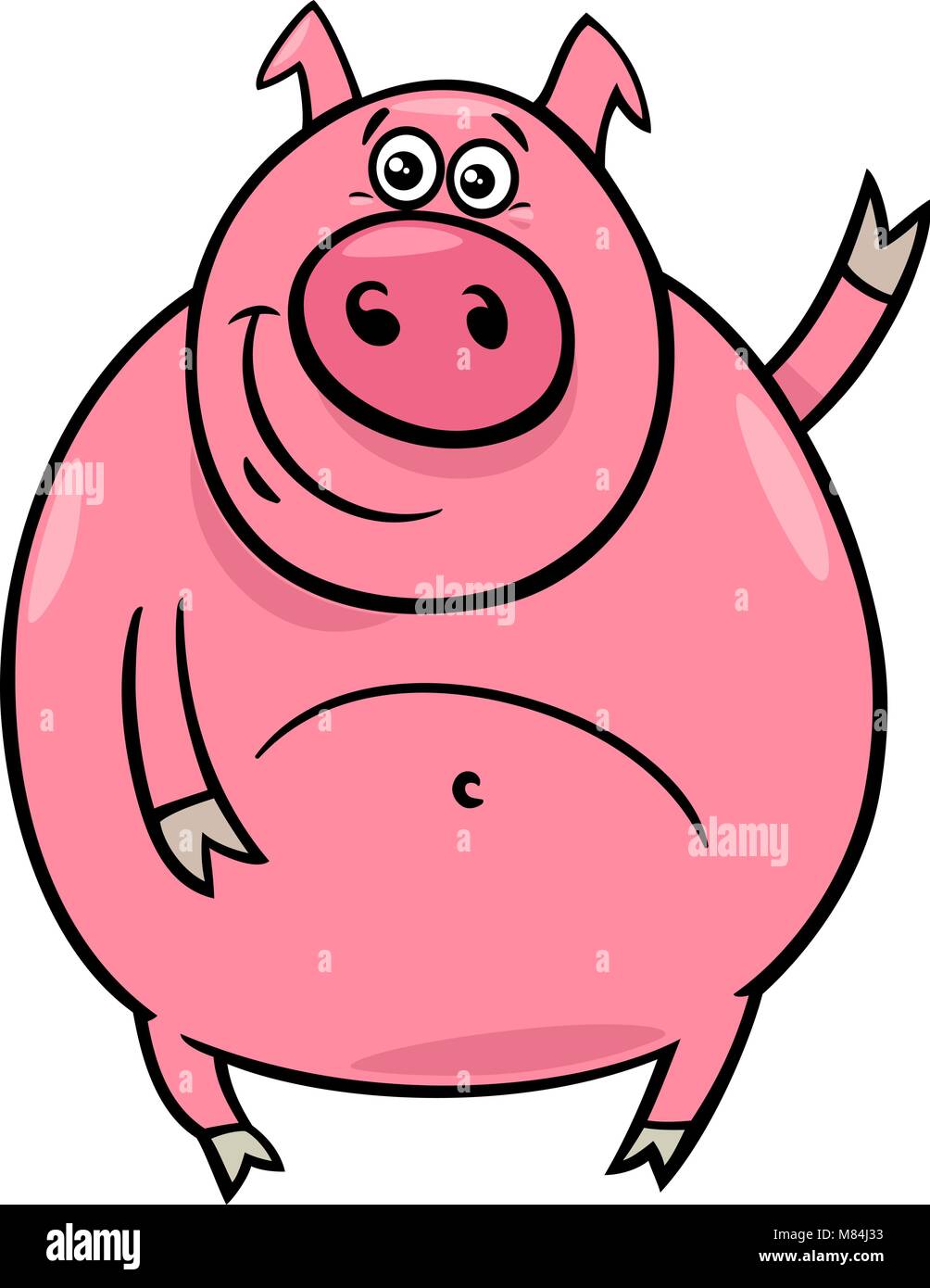 Cartoon Illustration de Funny Pig ou le caractère des animaux de ferme ...