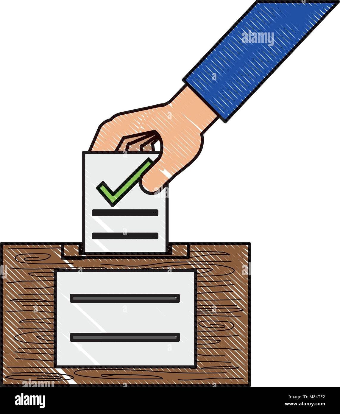 Mettre la main un bulletin de vote avec un chèque dans la boîte de ...