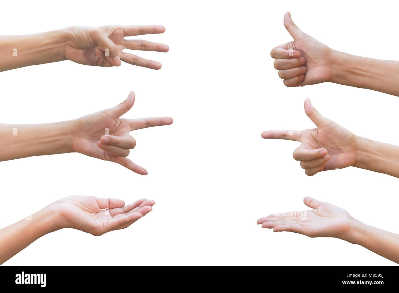 Ensemble de geste de la main et de relevé isolé sur fond blanc ...