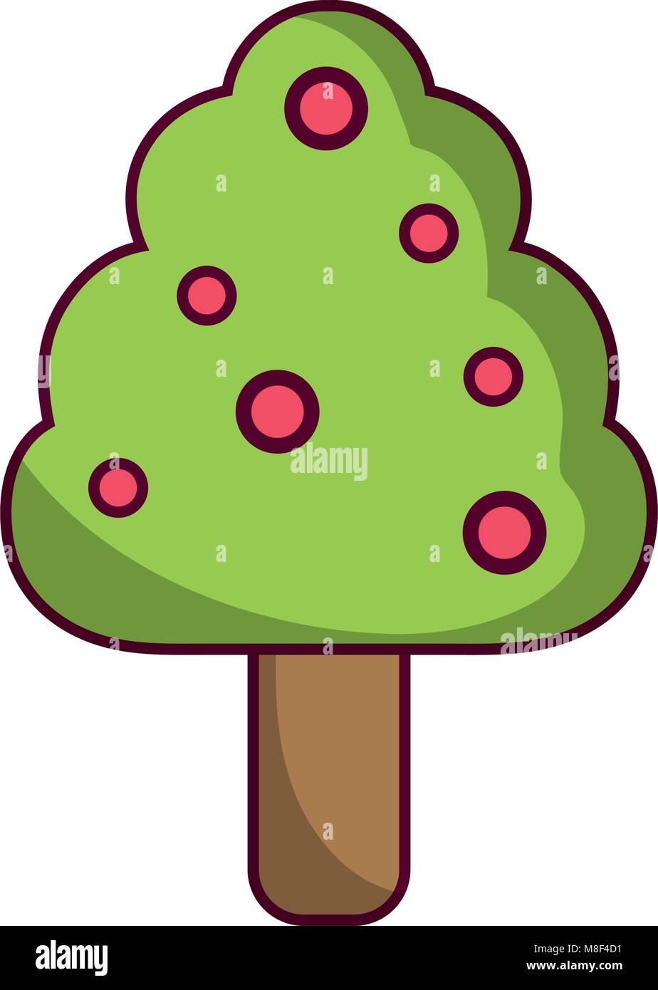 Arbre avec feuilles et pommes Banque d'images vectorielles - Alamy