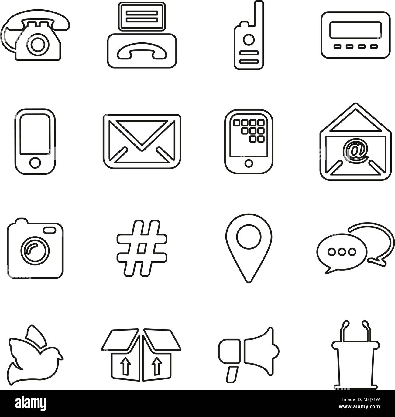 Différents moyens de communication icônes fine ligne Vector ...