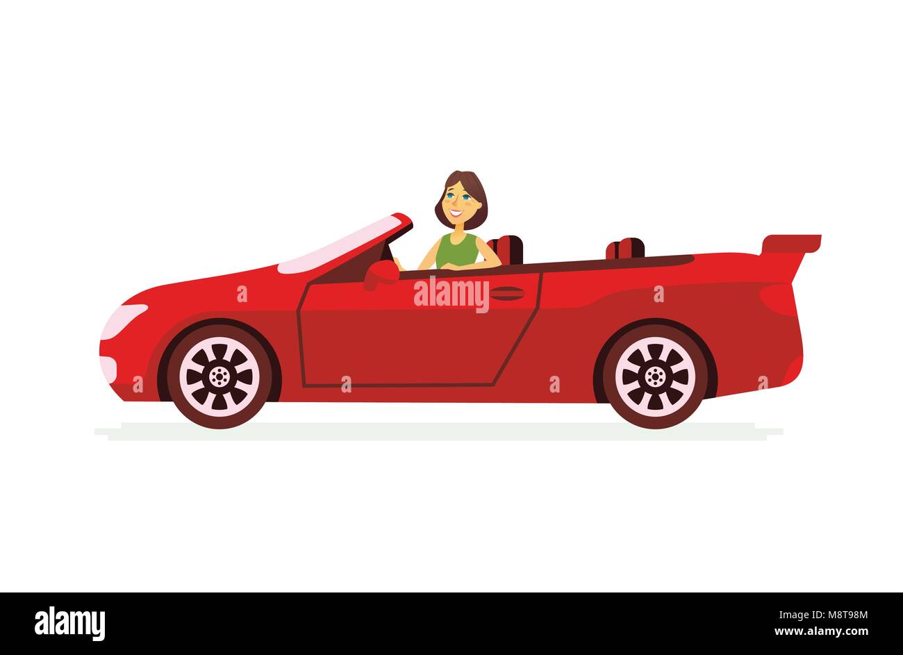 Woman driving car open window Banque d'images vectorielles - Alamy