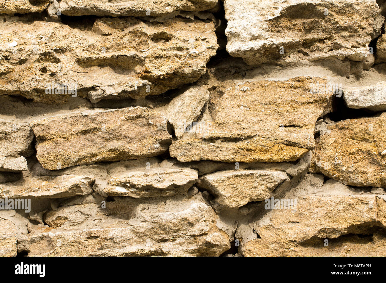 La texture du mur de pierre de la surface poreuse, horizontal tourné ...