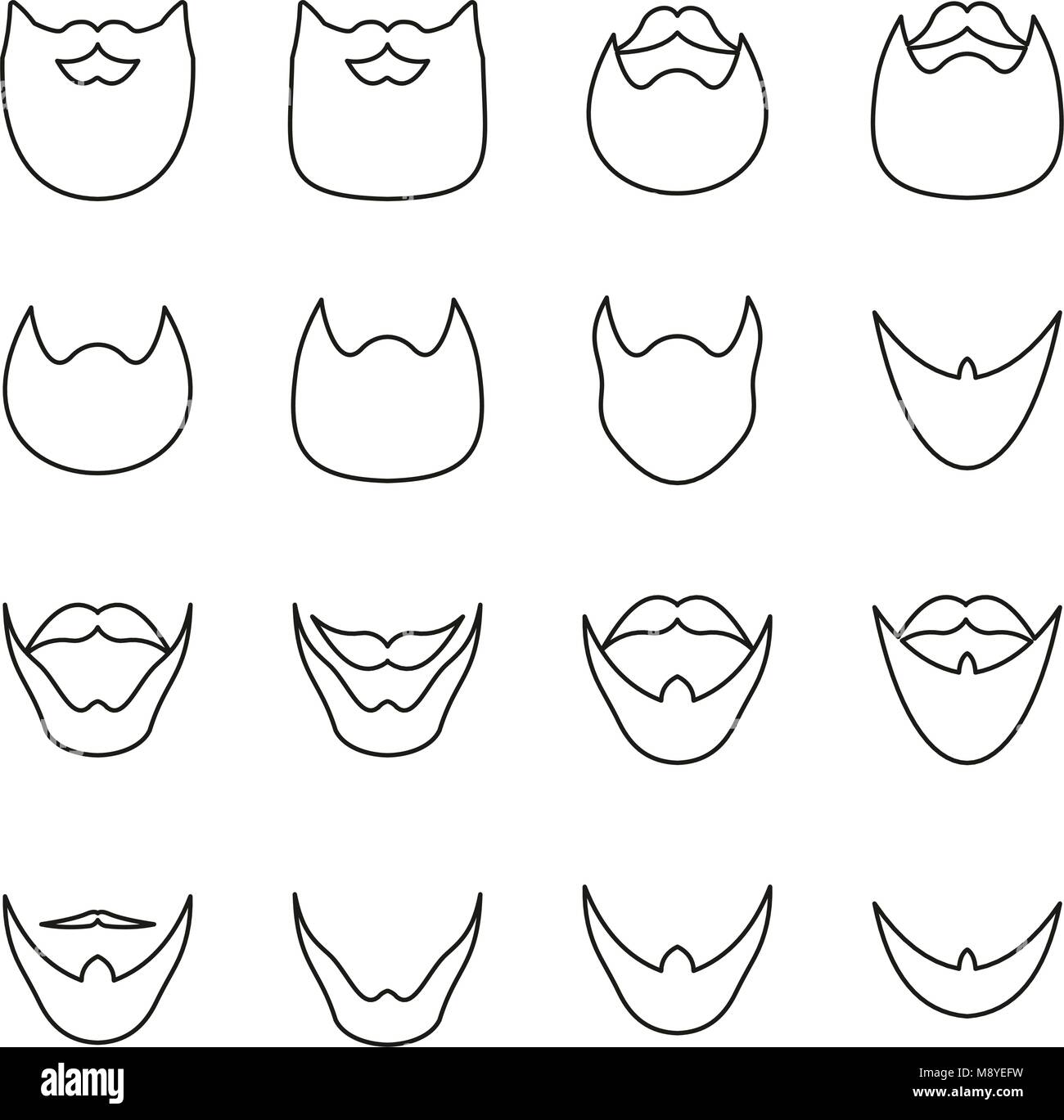 Icônes Styles barbe fine ligne Vector Illustration Set Image ...