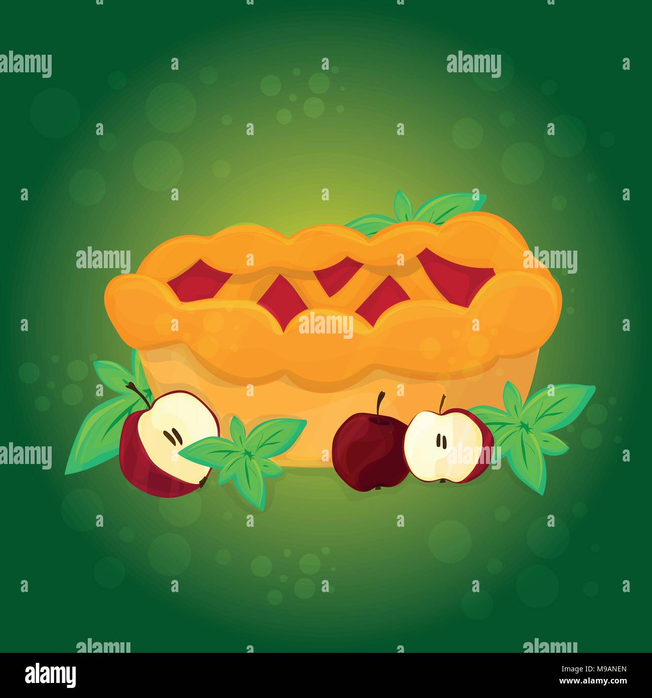 Tarte aux pommes et pommes - vector cartoon illustration Image ...