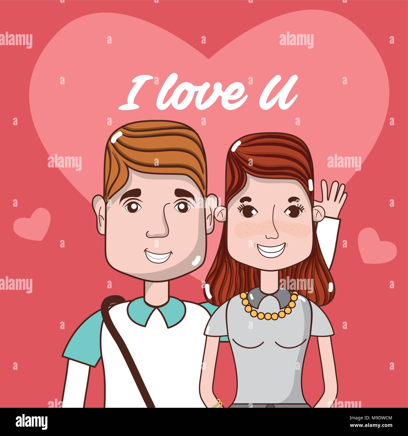 Je t'aime couple carte cartoon Image Vectorielle Stock - Alamy