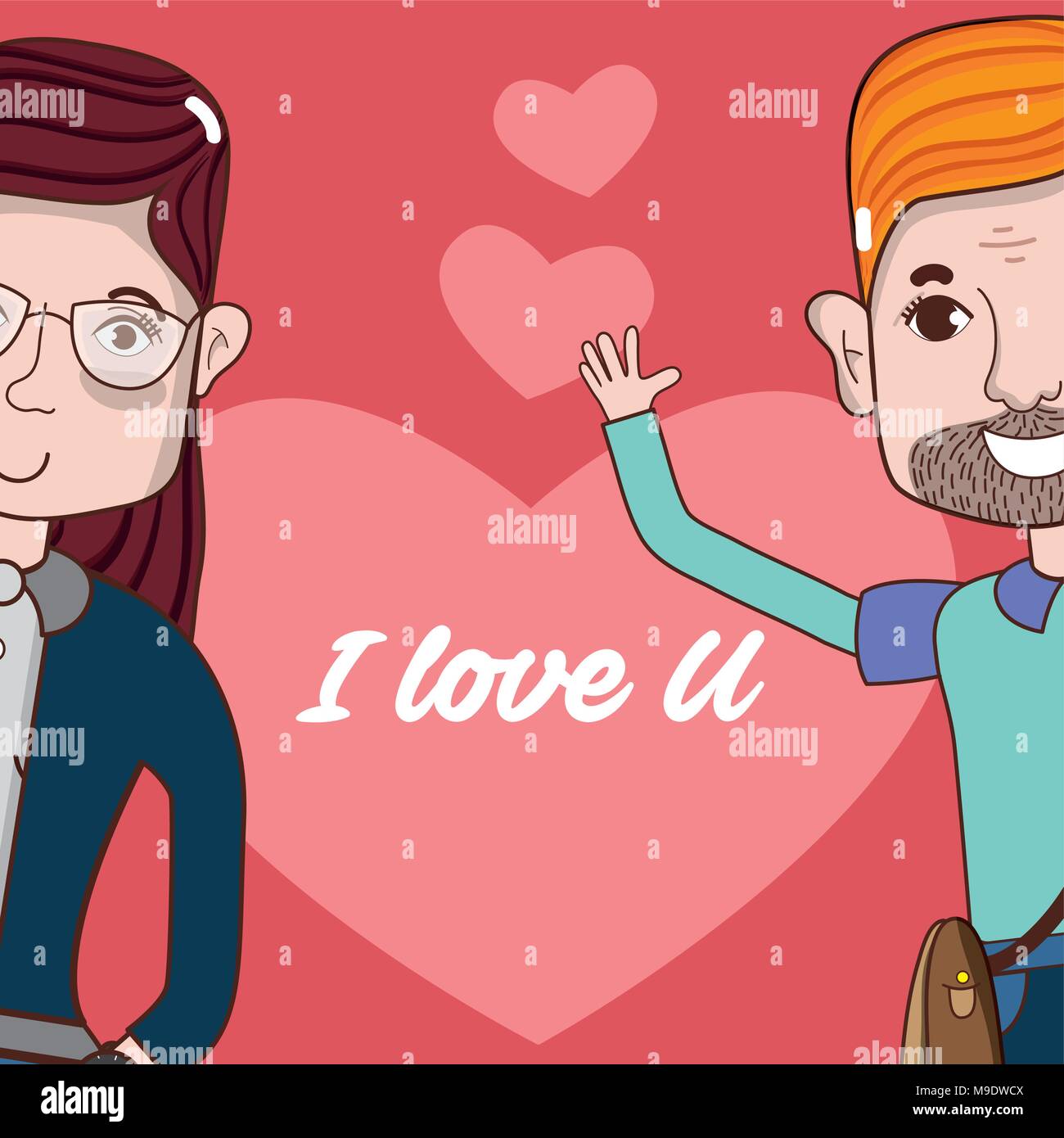 Jeune couple assis Banque d'images vectorielles - Alamy