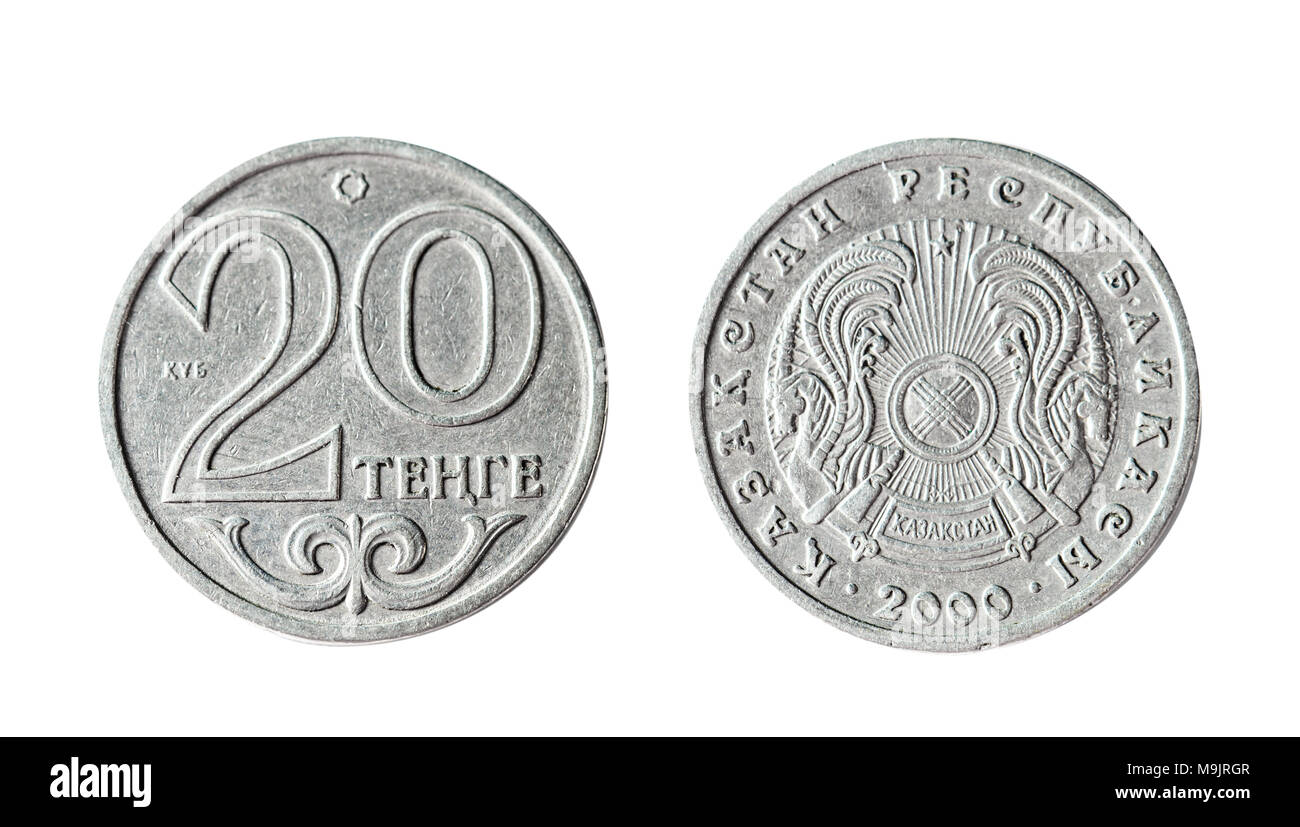 20 Tenge Kazakhstan 2000 année. Objet isolé sur un fond blanc Photo ...