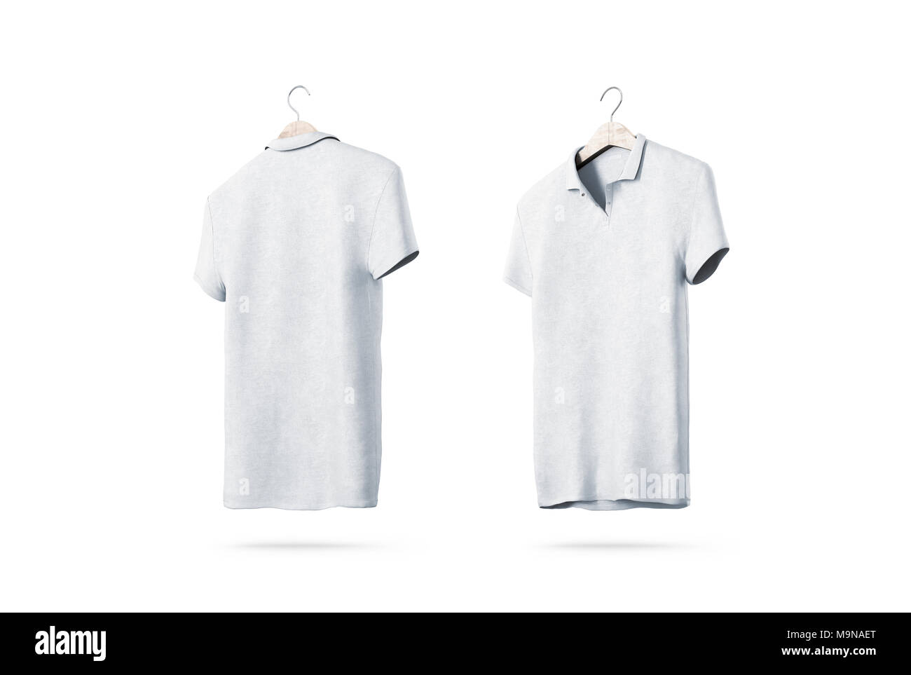 Polo blanc avec cintre immersive isolés, avant et arrière, en 3d le ...