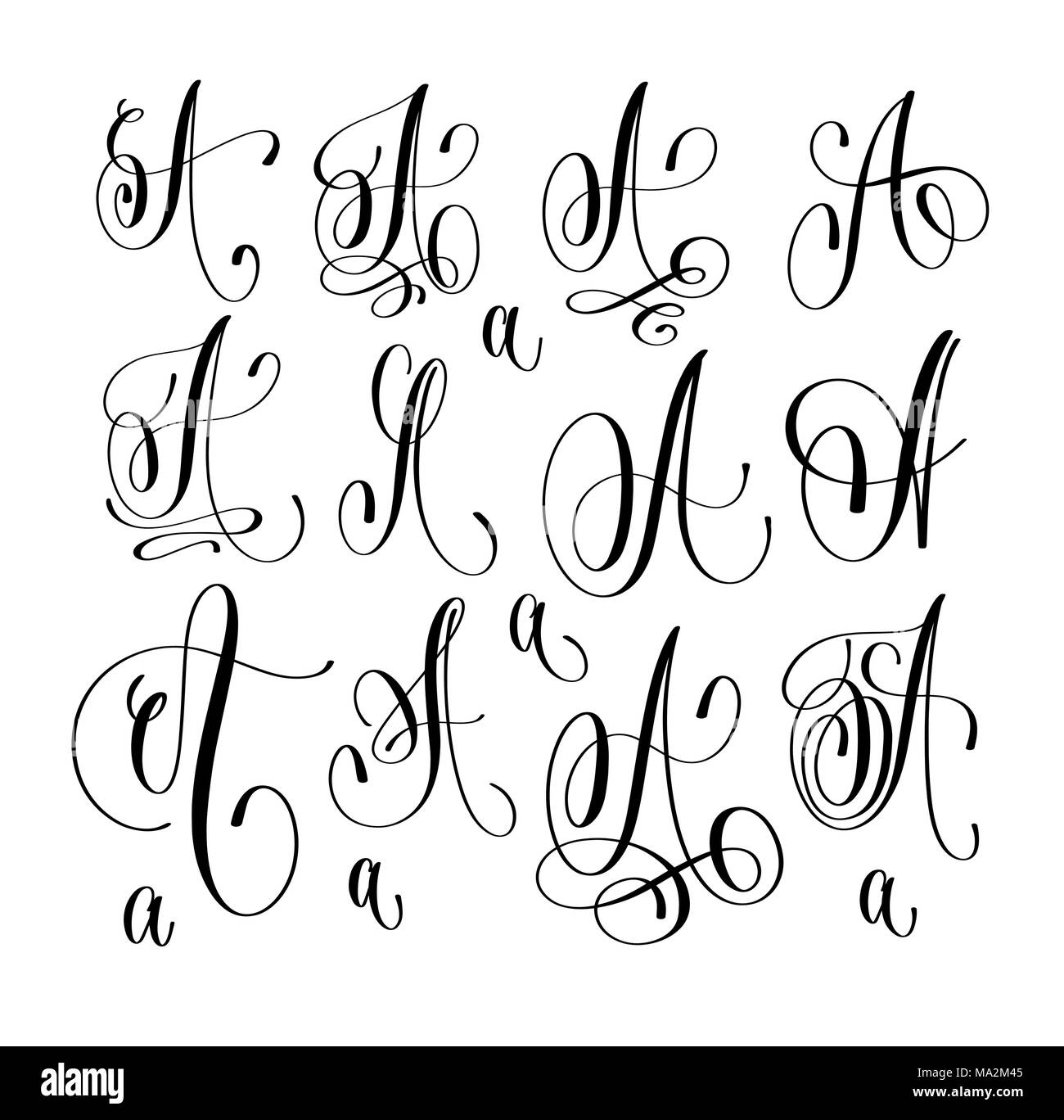 Lettrage calligraphie script a set, Banque de photographies et d’images ...