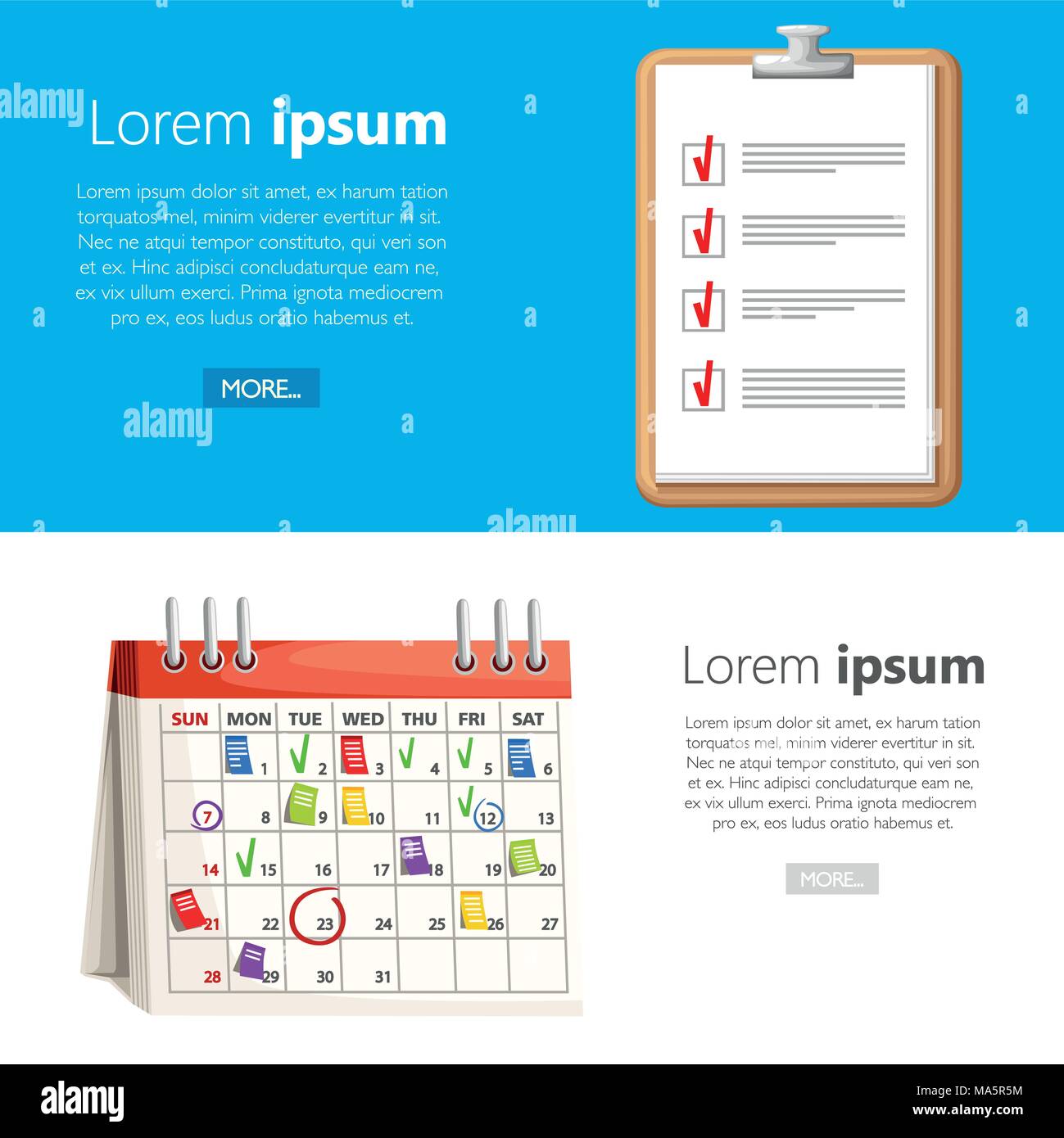 Calendrier avec marques et presse-papiers la liste de vérification ...
