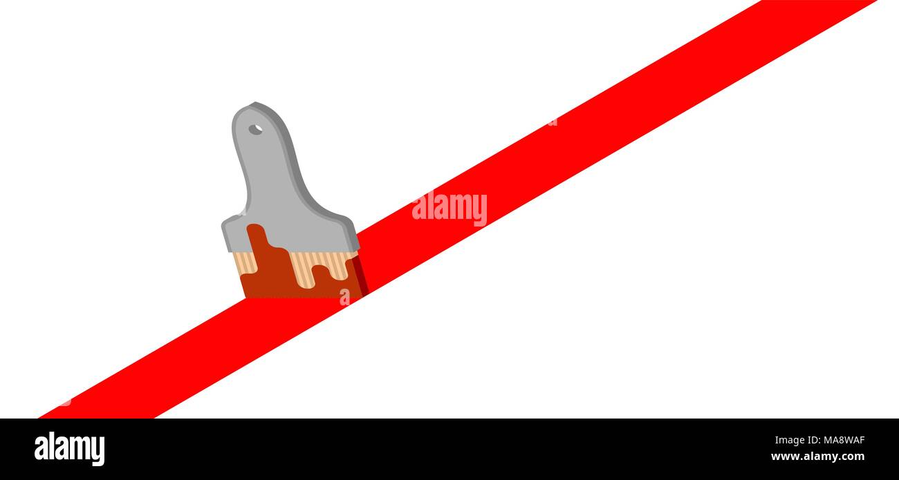 Ligne rouge et pinceau pour peindre isolés. Vector illustration Image ...